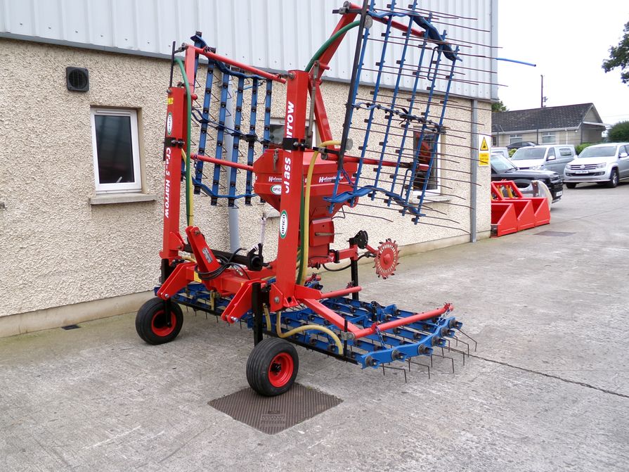 Used Opico 6m Hydraulic Spring Tine Harrow with Pneumatic Seeder ...