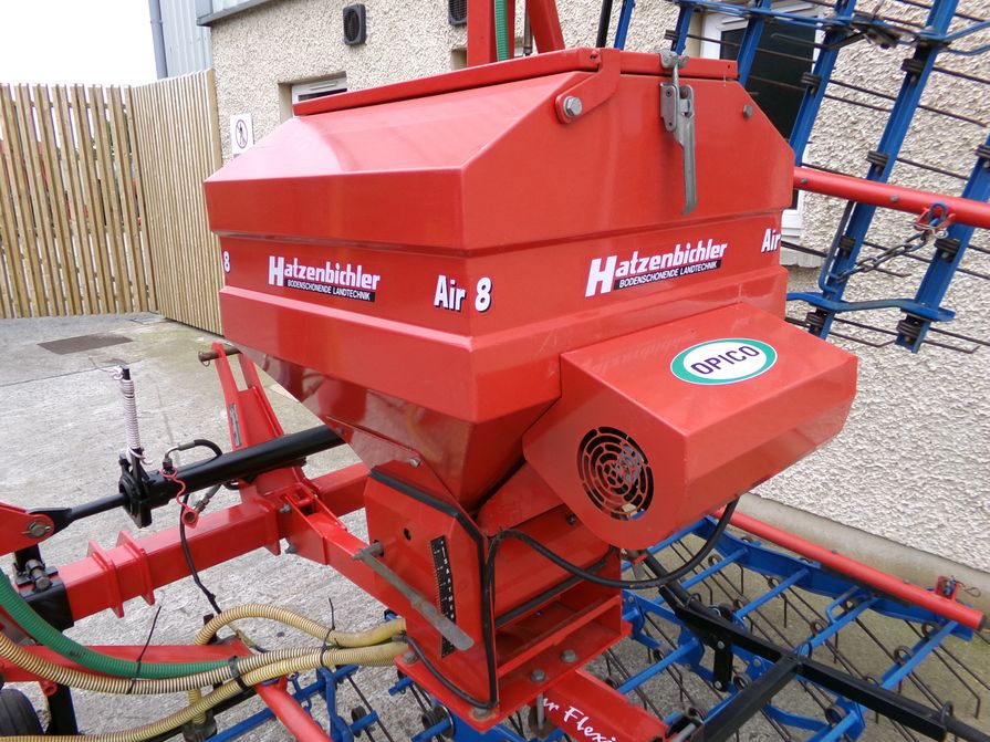 Used Opico 6m Hydraulic Spring Tine Harrow with Pneumatic Seeder ...